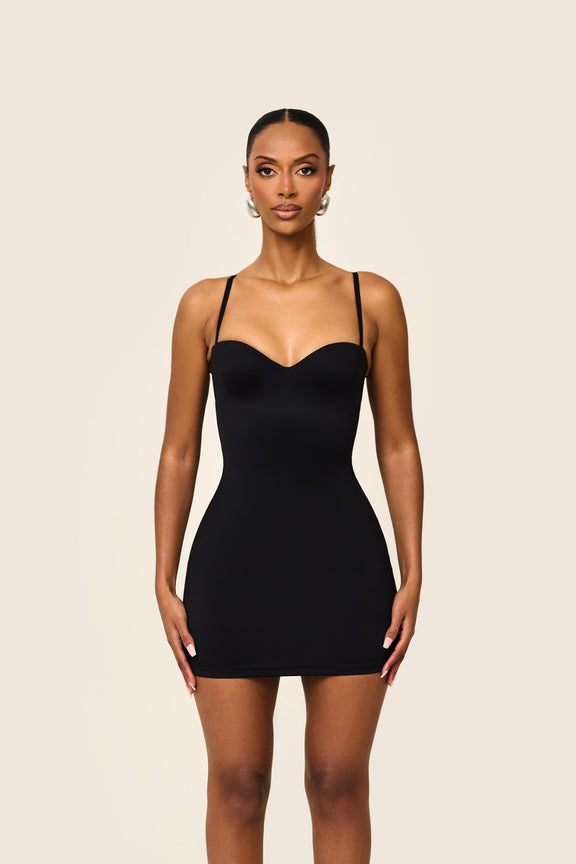 The Sculpt Mini Dress in Black | Contoured Black Mini Dress – marsthelabel