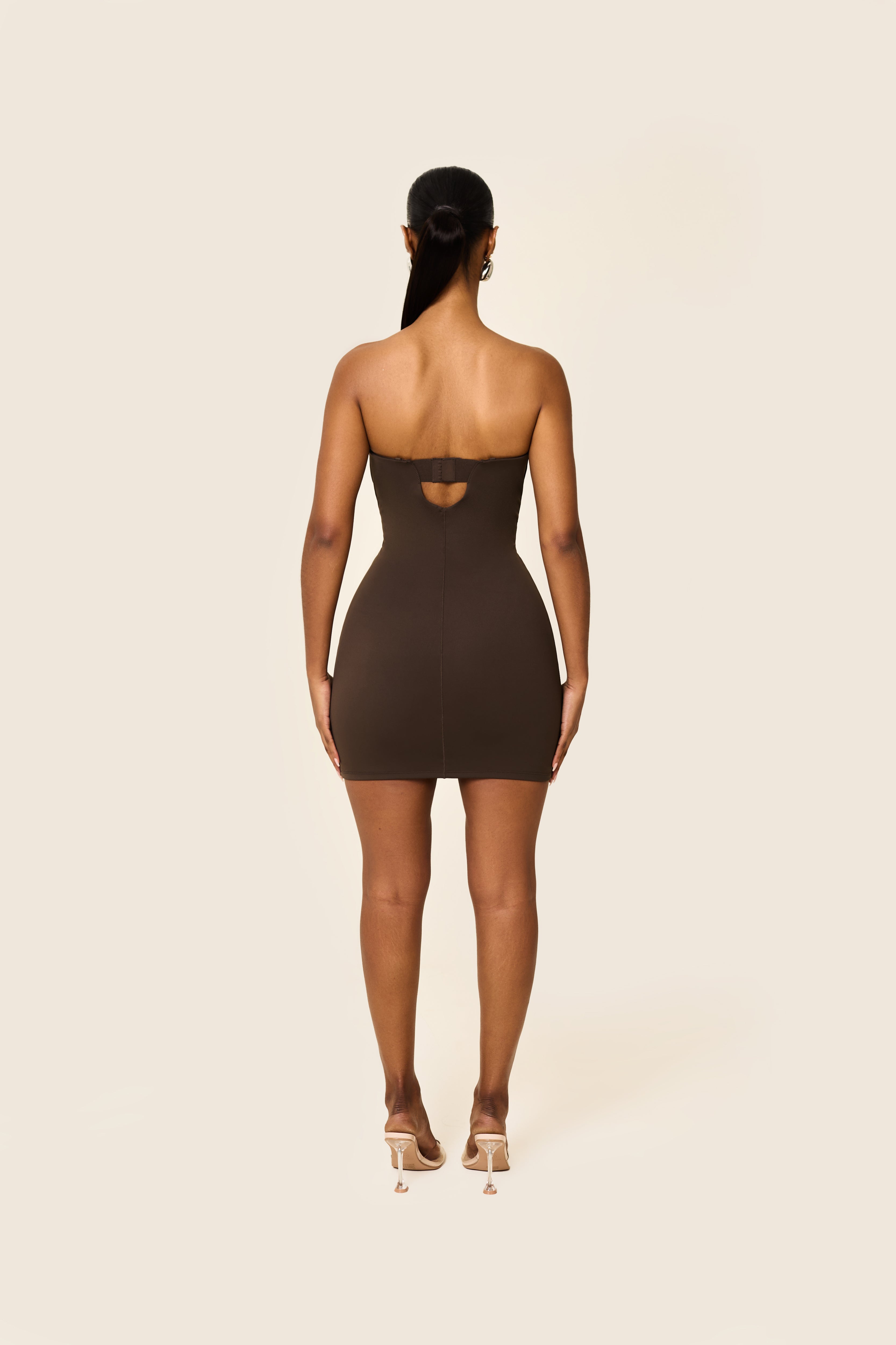 Sculpt Mini Dress in Brown – Sleek & Body-Contouring Fit – marsthelabel