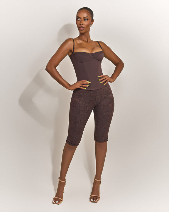 Capri Leggings in Brown | Brielle Pants with Express Delivery – marsthelabel