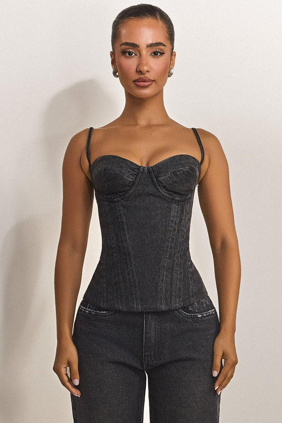 The Everly Corset in Grey Denim – marsthelabel