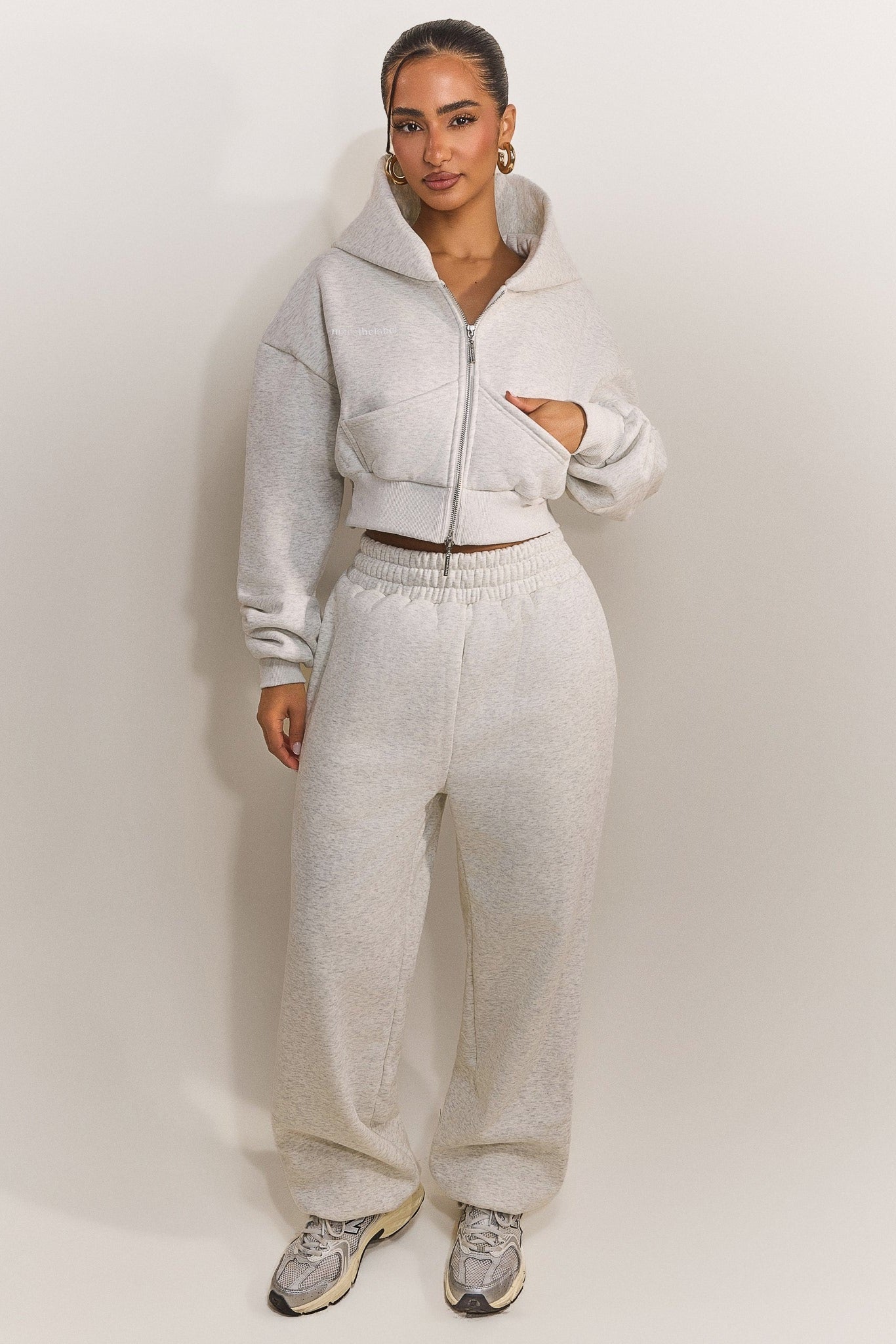 The Classics Cropped Zip Hoodie in Grey Marl – marsthelabel