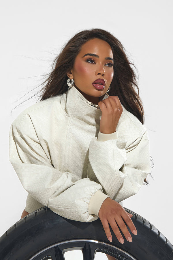 The Nyra Faux Leather Mini Skirt in Off White | Mars The Label ...