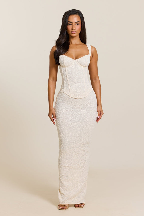 The Cinched Lace Maxi Set in Off White – marsthelabel